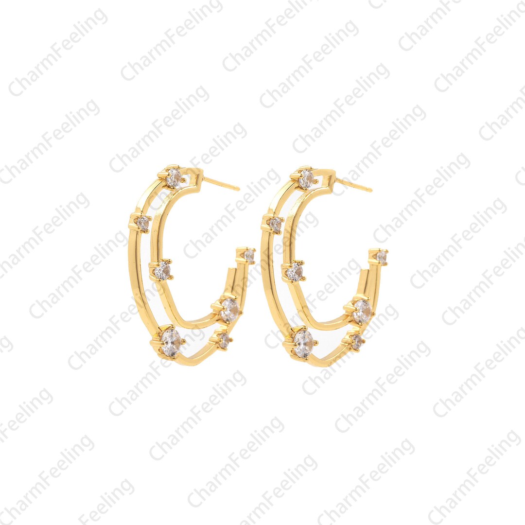 C-shaped Earrings, Mini Earrings, Personalized Earrings, Brass Earrings ...