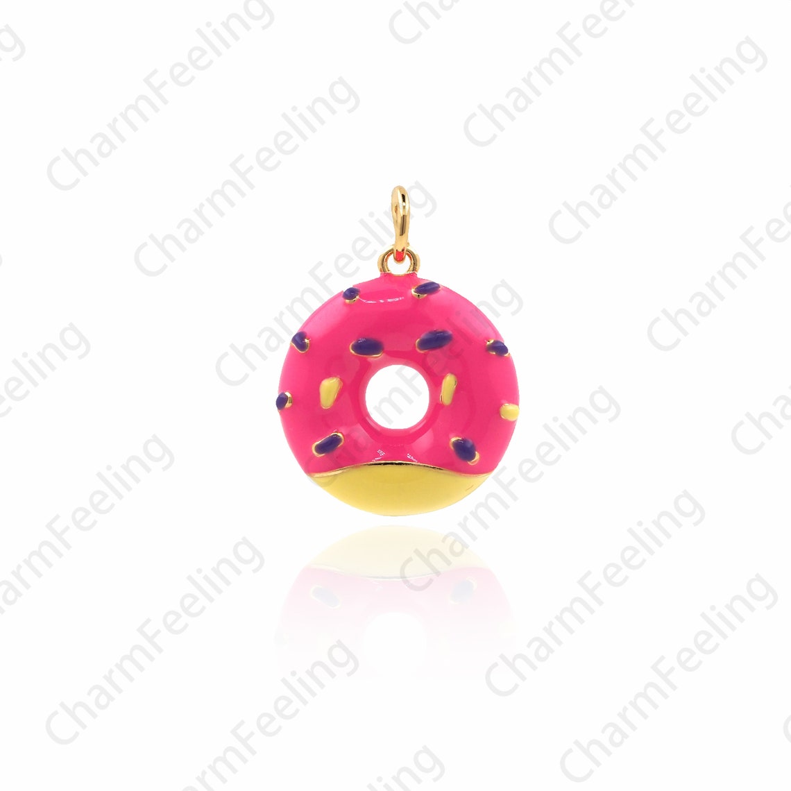 Enamel Donut Pendant, 18K Gold Filled Dessert Pendant, Enamel Pendant ...