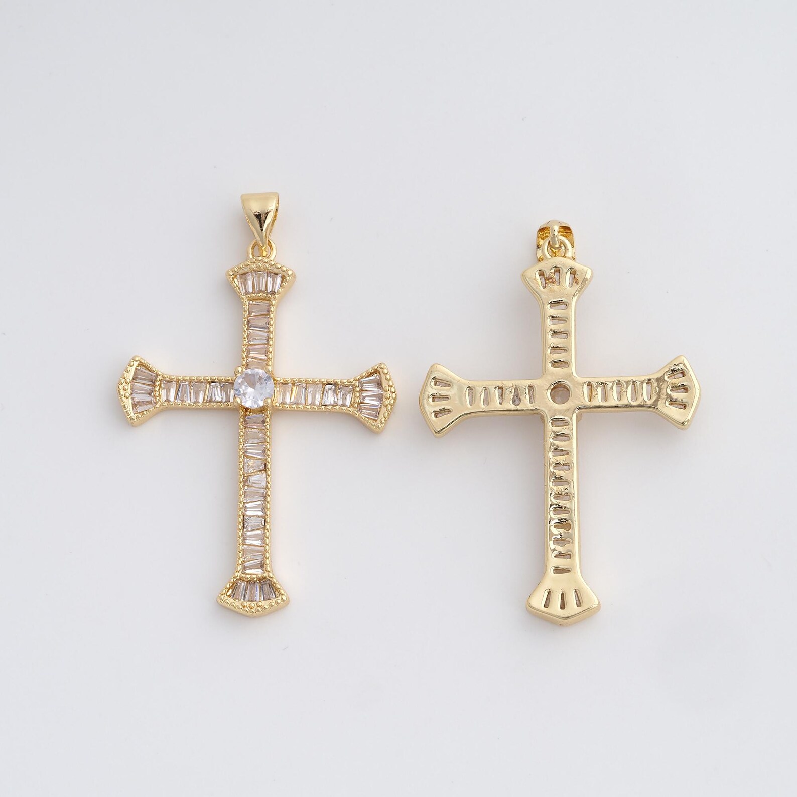 Cross Pendant,cross Charm,18k Gold Filled Christian Charm,micropavé CZ ...