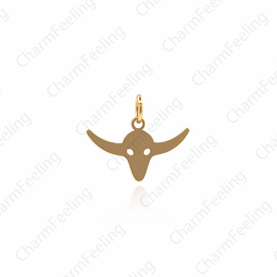 18K Gold Filled Bull Head Pendant Bull Head Charm Gold Bull | Etsy