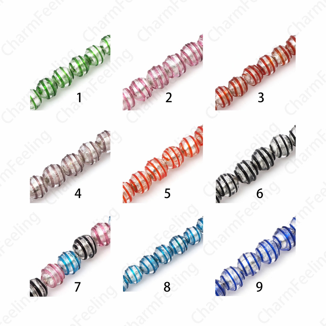 Round Glass Beads,murano Glass Jewelry,spiral Beads,glass Beads Jewelry ...