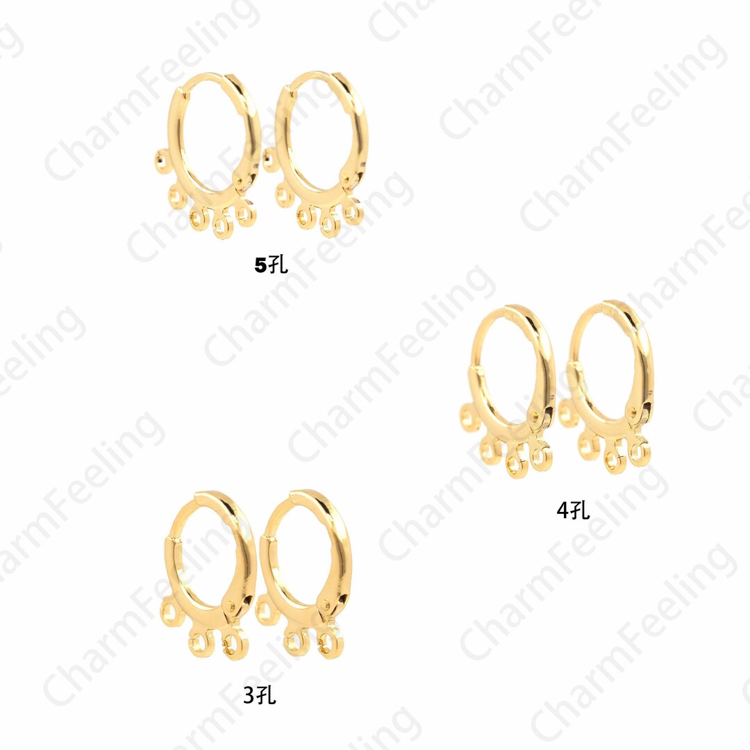 18K Gold Backless Earrings, Gold Earring Hoops, Ear Cord, Gold-plated ...