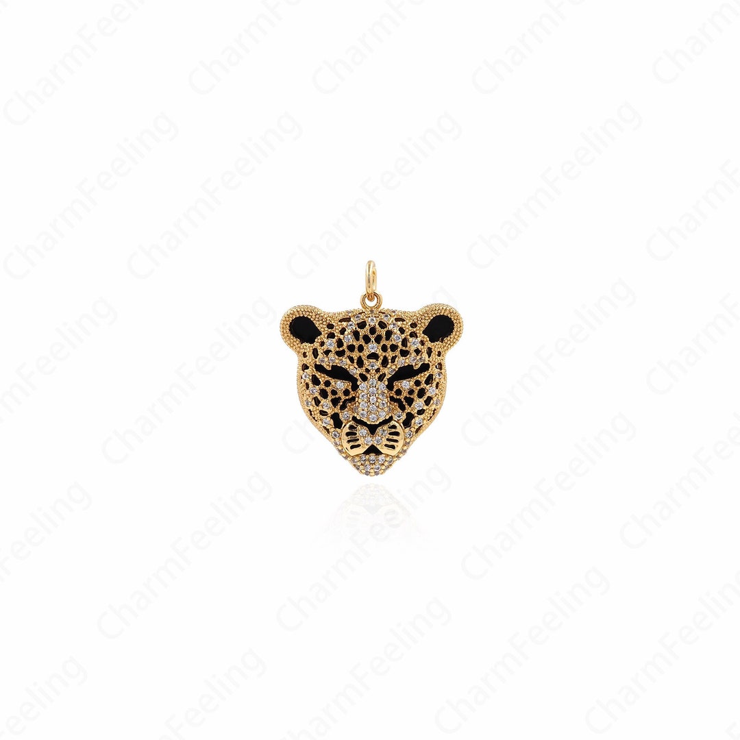 18K Gold Filled Leopard Head Necklace, Animal Necklace, Leopard Pendant ...