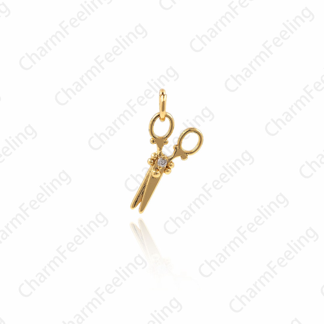 Scissor Pendant, CZ Scissors Pendant, Stylist Necklace, Scissors ...