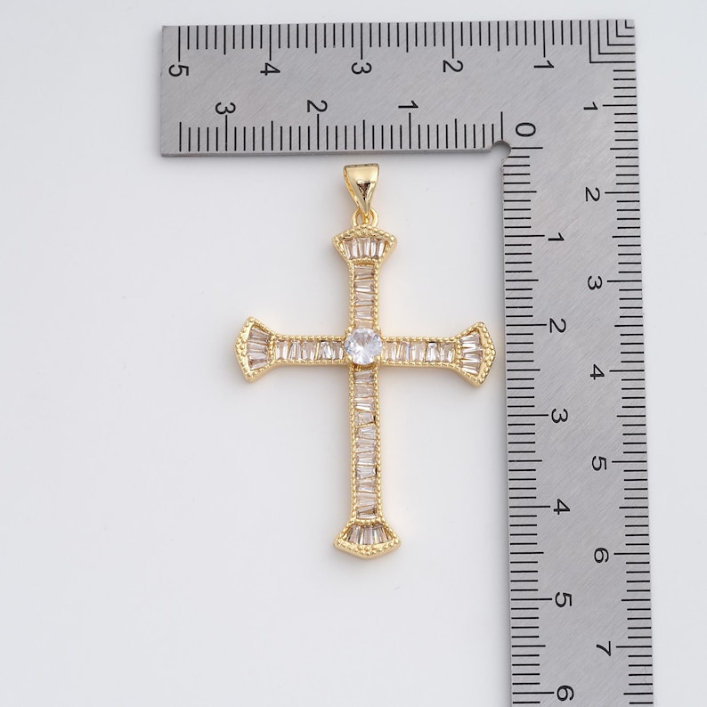 Cross Pendant,cross Charm,18k Gold Filled Christian Charm,micropavé CZ ...