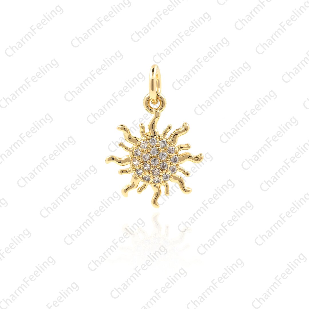 18K Sun Pendant, Golden Sun Jewelry, Sunflower Necklace, Used in ...
