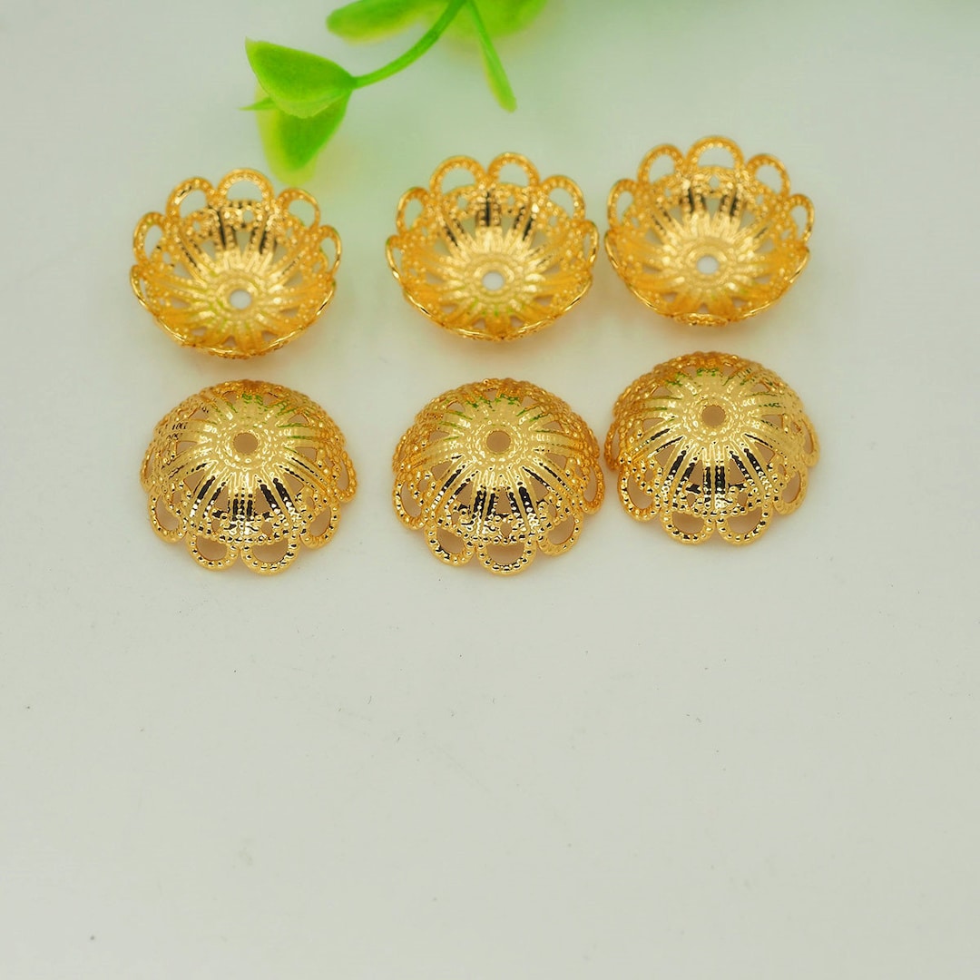 10 Pcs 18K Gold Filled Flower Bead Caps,pearl Caps,round Bead Caps ...