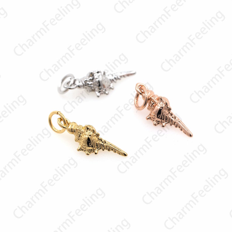 Conch Necklace Conch Pendant Ocean Charm Gold Conch Charm | Etsy