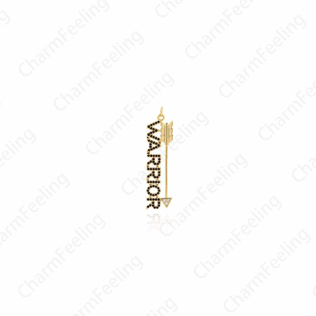 Letter Charm,18k Gold Filled Warrior Pendant, Micropavé CZ Arrow Charm ...