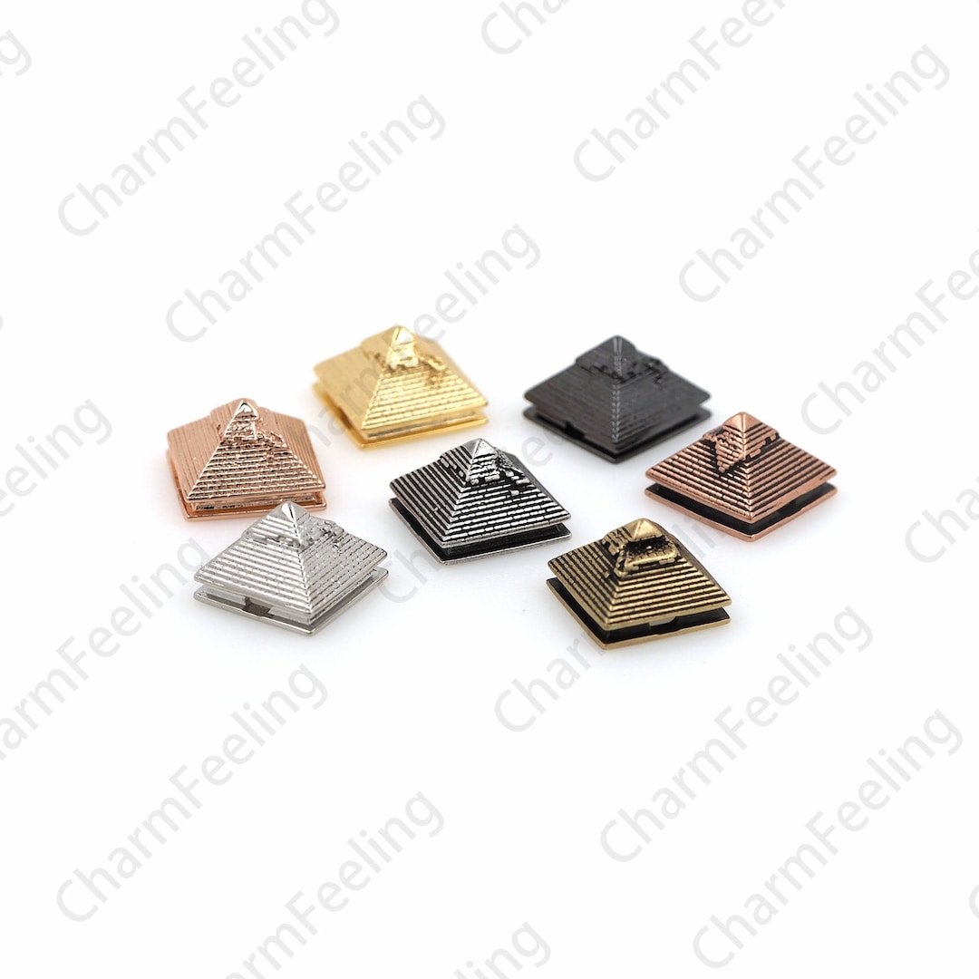 18K Gold Filled Pyramid Spacer Beads, Egyptian Pyramid Beads, Egyptian ...