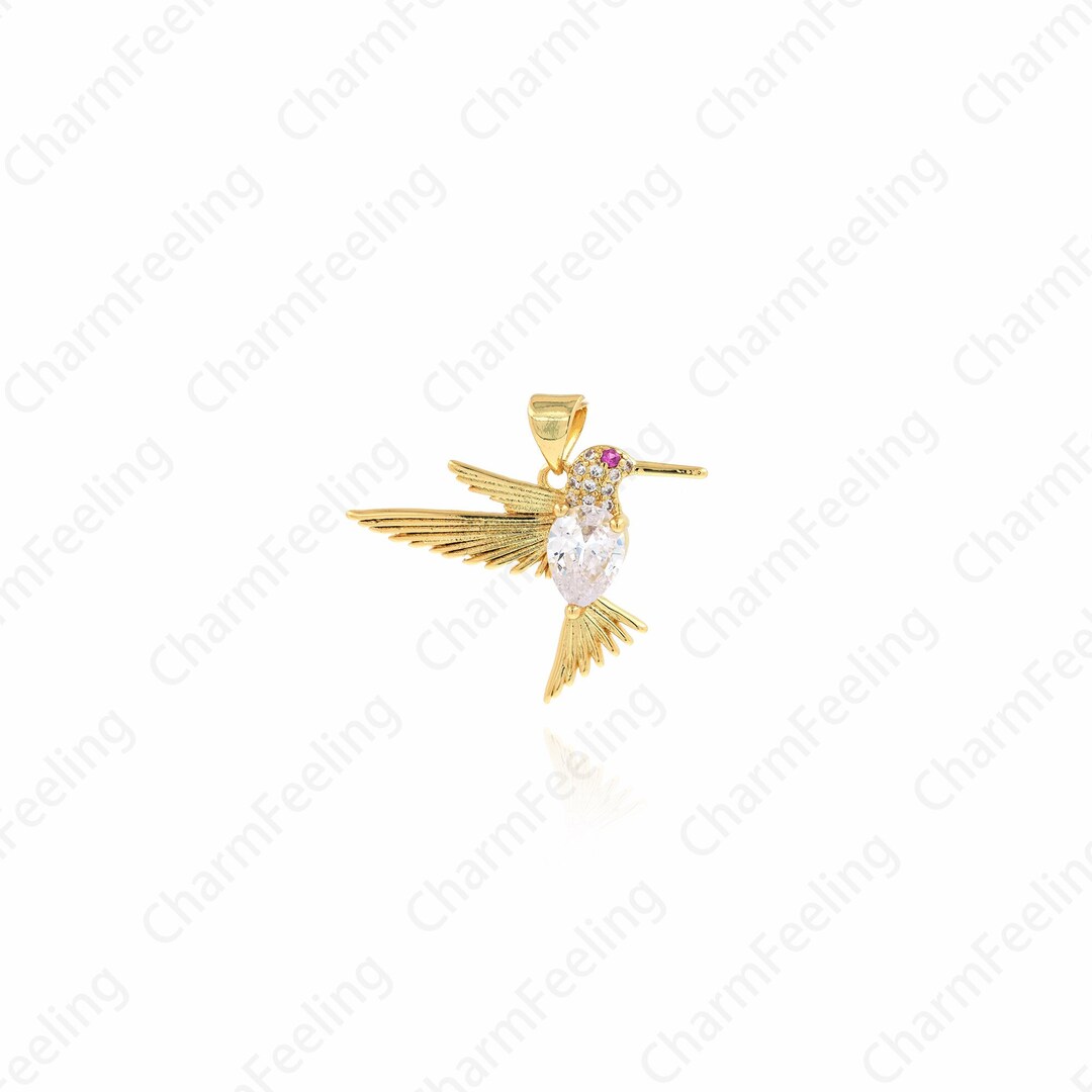 Animal Pendant, 18K Gold Filled Bird Pendant, Hummingbird Necklace ...