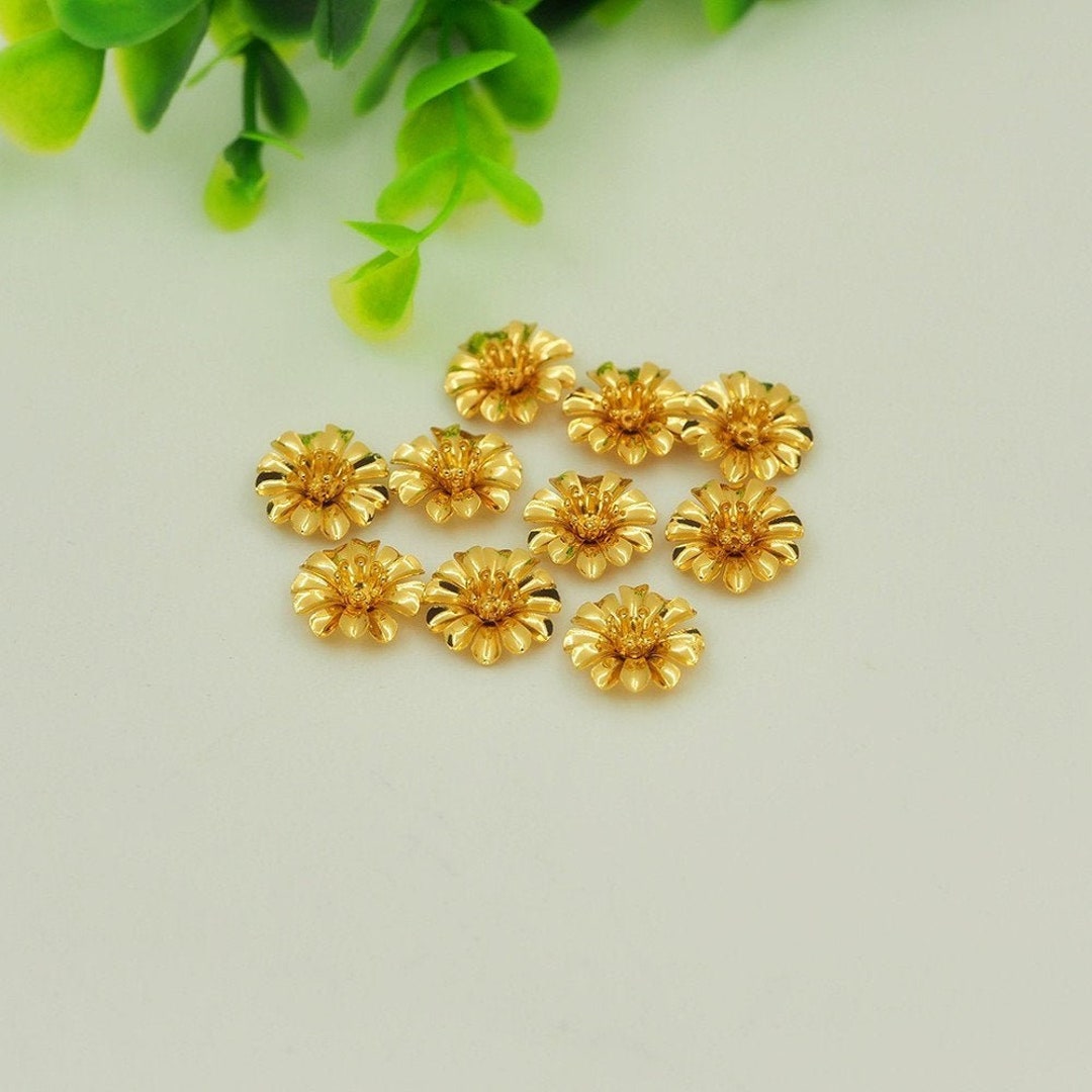 10 Pcs 18K Gold Filled Flower Bead Caps,pearl Caps,round Bead Caps ...