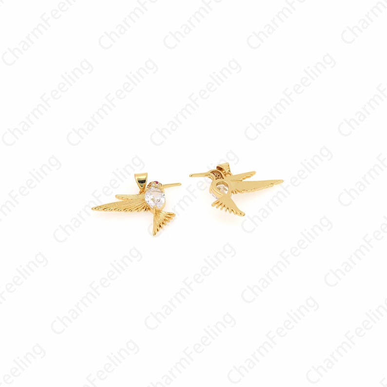 Animal Pendant, 18K Gold Filled Bird Pendant, Hummingbird Necklace ...