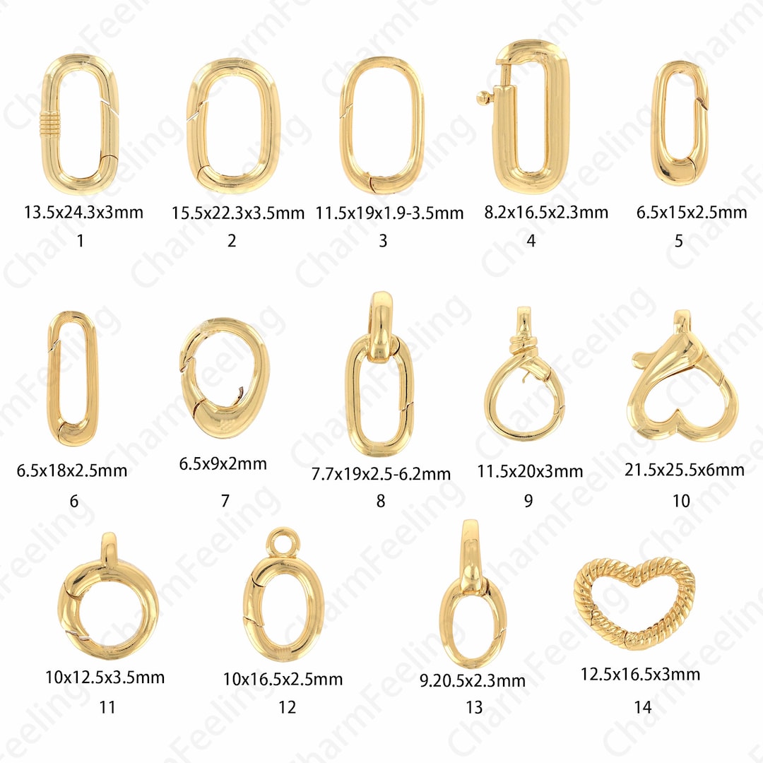 Bracelet Clasp, Oval Clasp, Carabiner, 18K Gold Filled Round Clasp ...