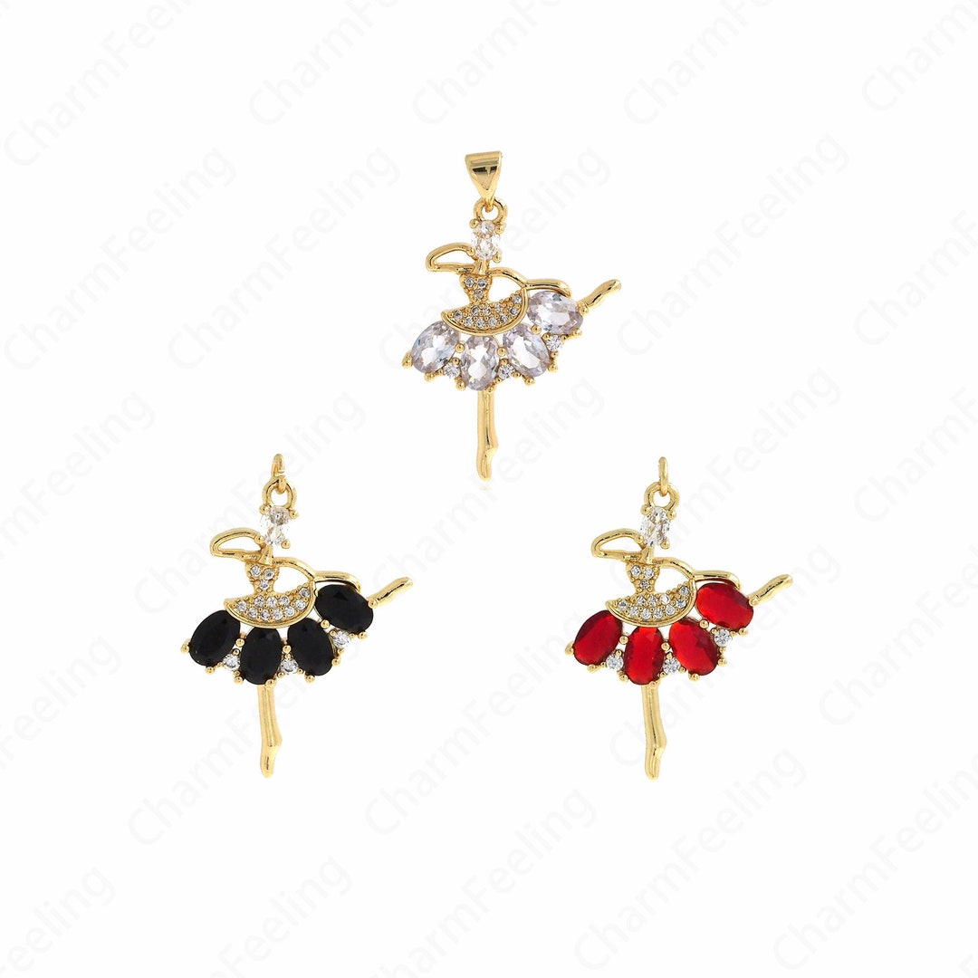 Dancing Figures, Micropavé CZ Dancing Charm, 18K Gold Filled Dancer ...