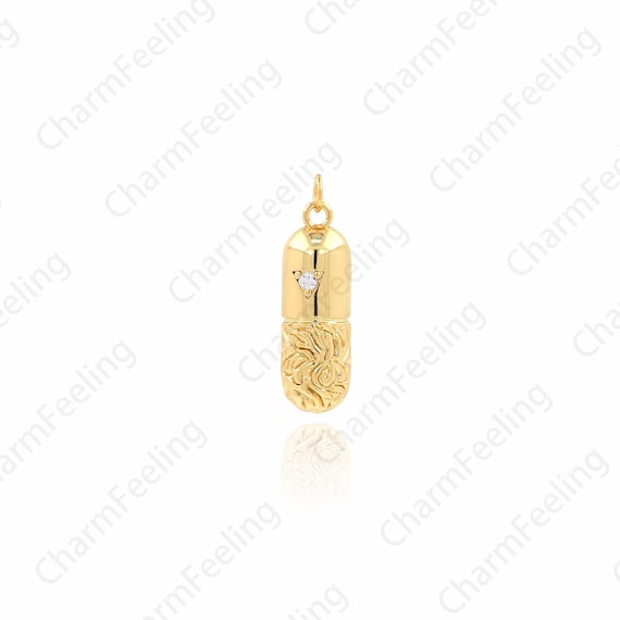 Pill Pendant Pill Pendant 18K Gold Filled Cylinder Necklace - Etsy