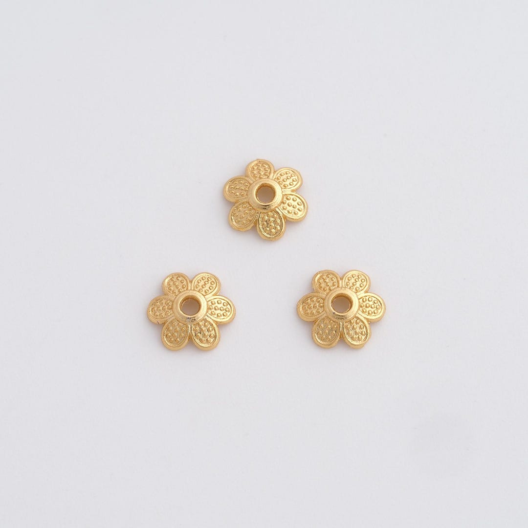 10 Pcs 18K Gold Filled Flower Bead Caps,pearl Caps,round Bead Caps ...