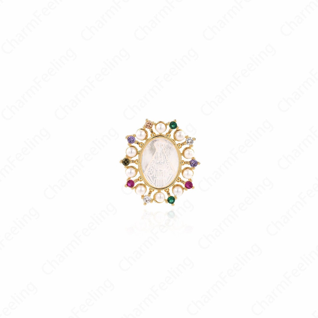 Micropavé CZ Madonna Pendant, Madonna Pearl Pendant, 18K Gold Filled ...