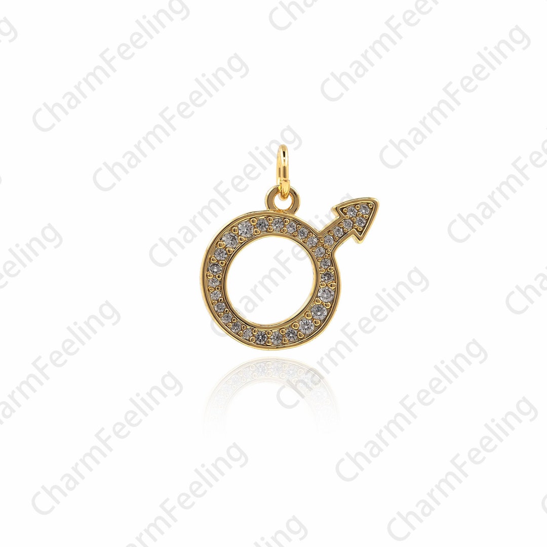 18K Gold Filled Mars Necklace, Micropavé Cubic Zirconia Mars Pendant ...