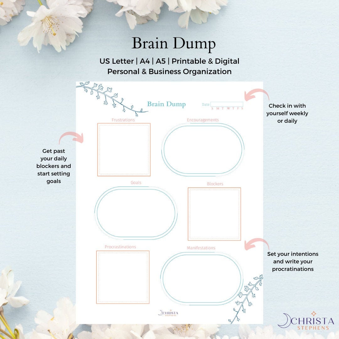 Brain Dump, Journal Printable, Project Planner, Writing Prompts, Goal ...