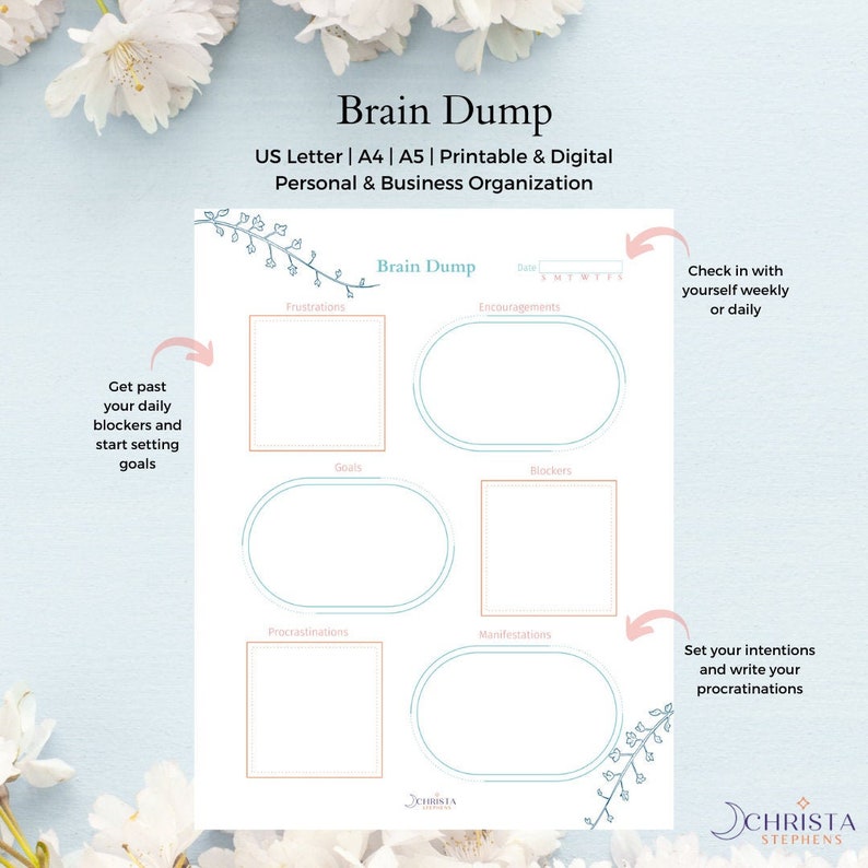 Brain Dump, Journal Printable, Project Planner, Writing Prompts, Goal ...