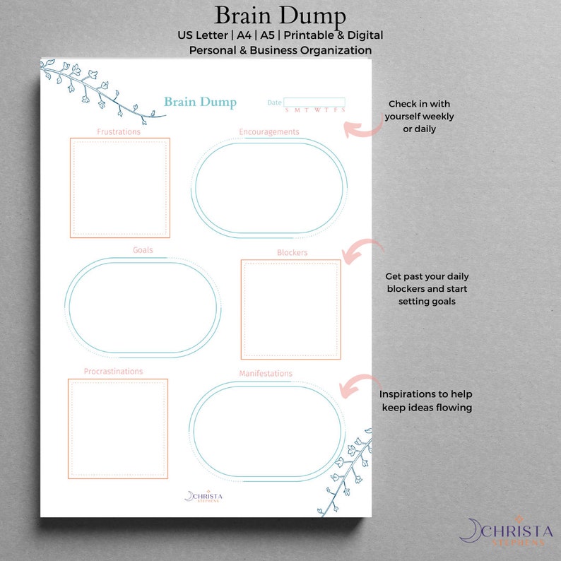 Brain Dump, Journal Printable, Project Planner, Writing Prompts, Goal ...