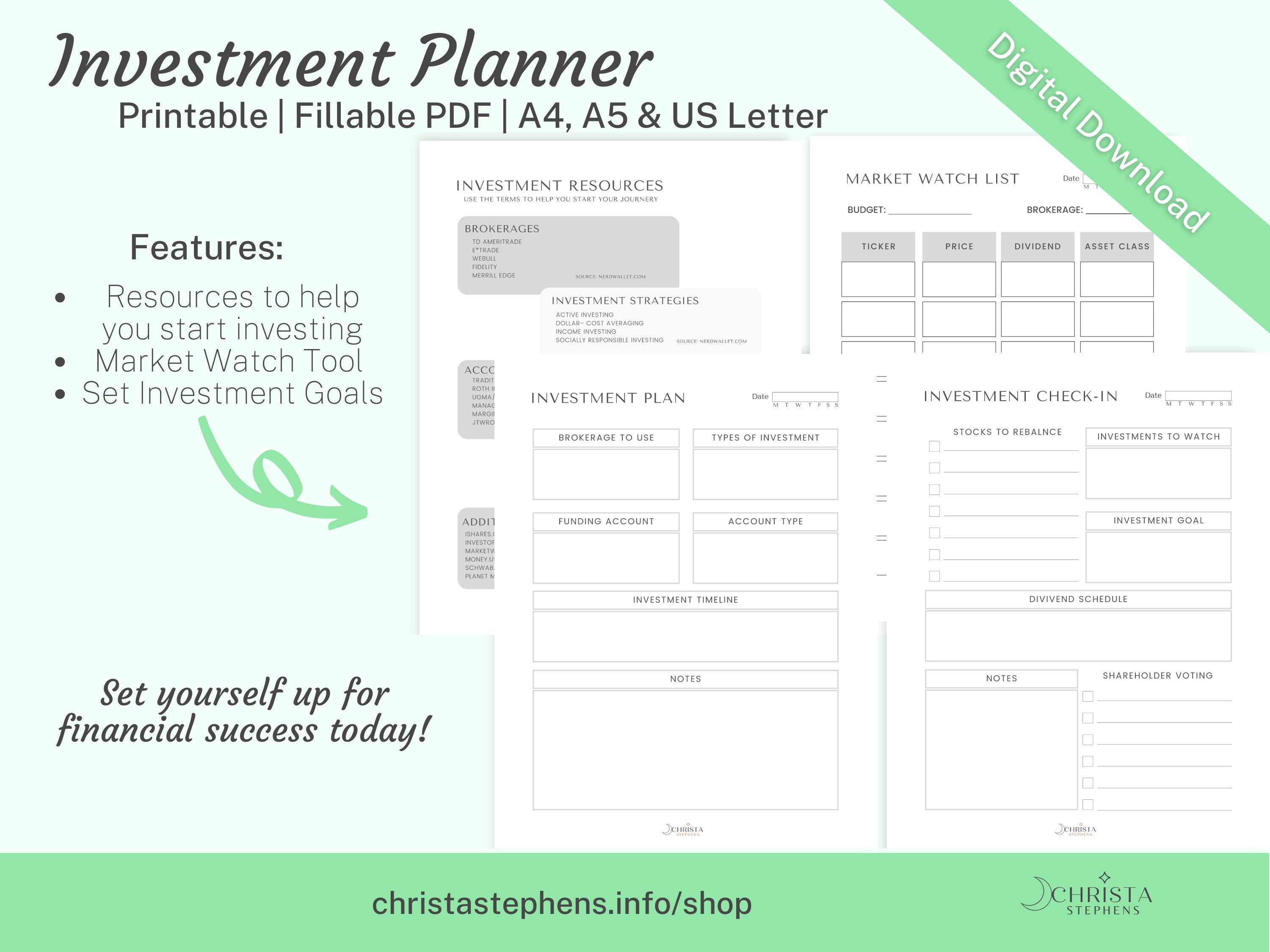 Investment Planner, Investment Tracker, Investment Guide, Financial ...