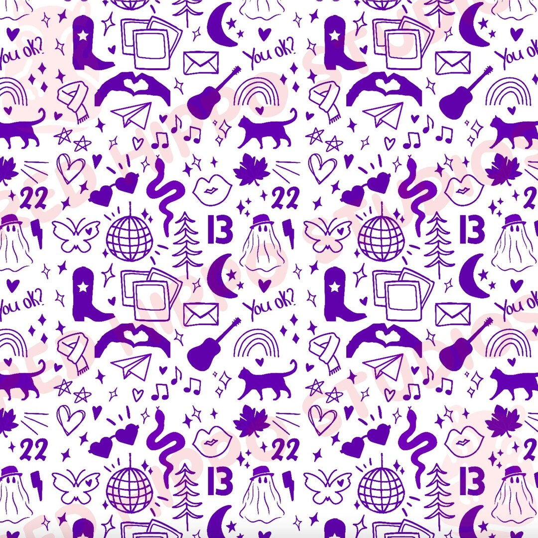 Purple Swift Icons DIGITAL SEAMLESS File Music Pop Star Era Taylor ...
