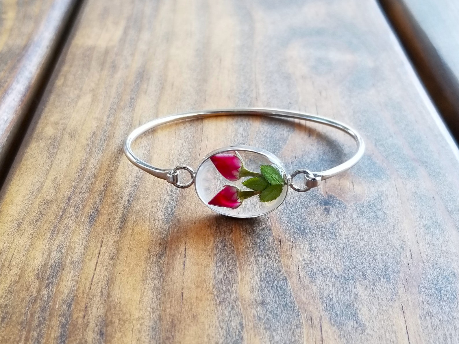 Real Roses Medium Oval Bracelet, Transparent - Etsy
