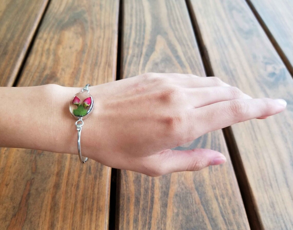 Real Roses Medium Oval Bracelet, Transparent - Etsy