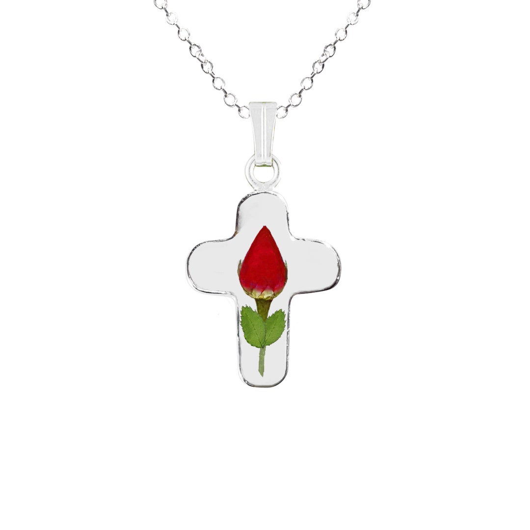 Rose Necklace, Medium Cross, Transparent - Etsy