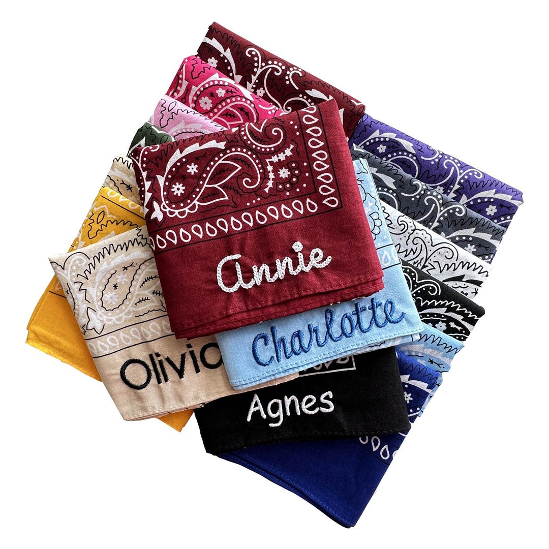Personalized Embroidered Bandana , Custom Paisley Bandana With Chain ...