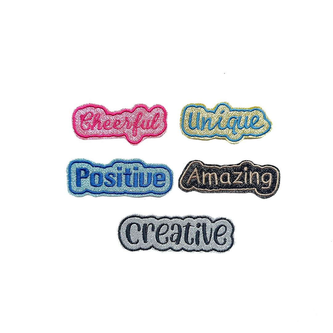 Personalized Glitter Name Embroidered Patches, Custom Glitter Text ...