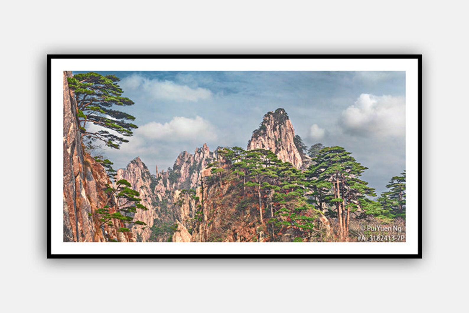 Mount With Green Pine Trees in Huangshan Mountain, Wall Art, Art Prints ...