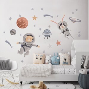 ASTRO Bear & Bunny / Animals in Universe / Space Wall Stickers / Planet ...