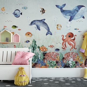 WATERLAND Underwater Wallpaper for Children / Sea Creatures Wallpaper ...