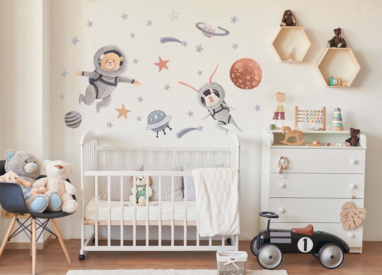 ASTRO Bear & Bunny / Animals in Universe / Space Wall Stickers - Etsy