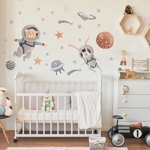 ASTRO Bear & Bunny / Animals in Universe / Space Wall Stickers / Planet ...