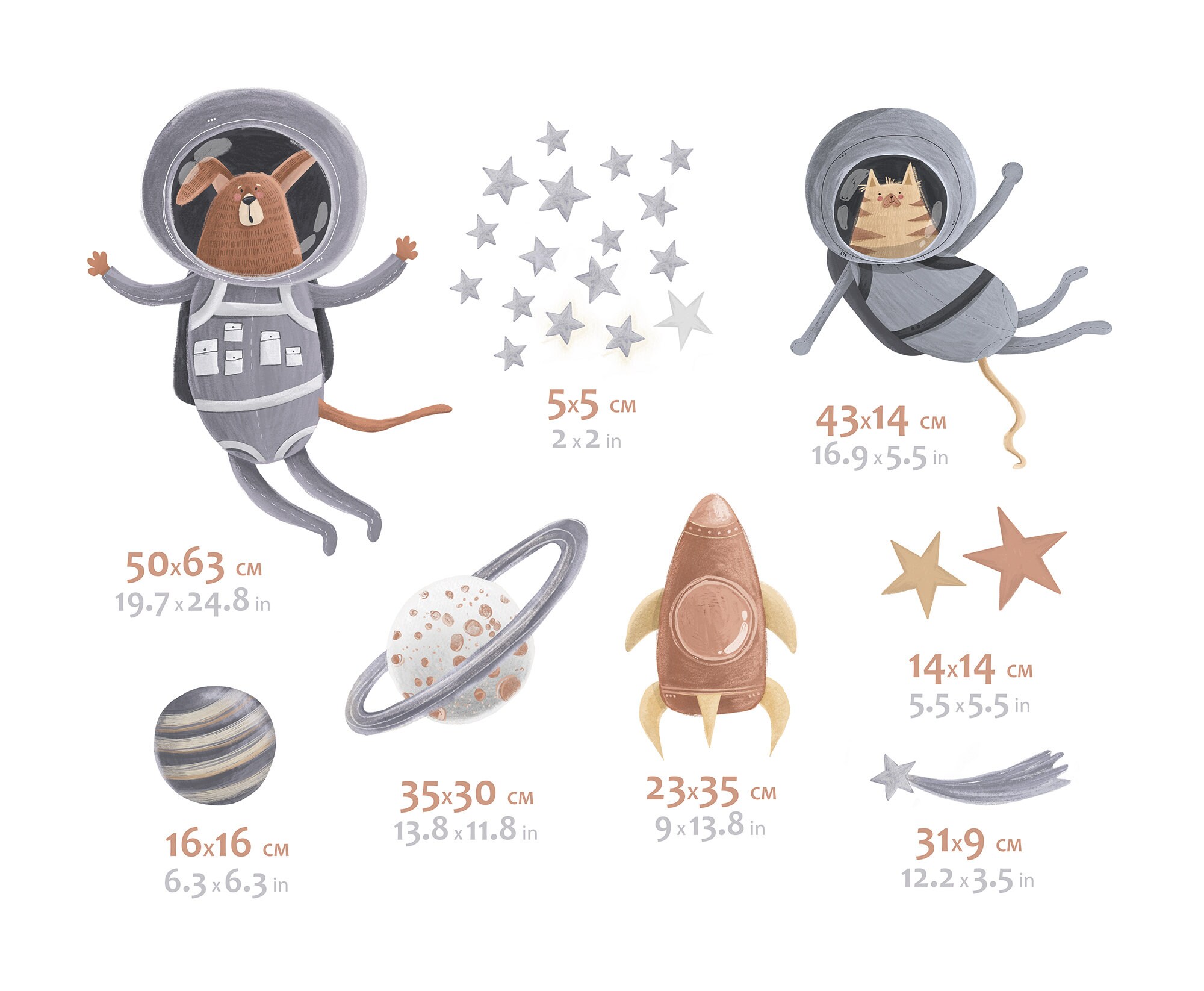 ASTRO Cat & Dog / Animals in Universe / Space Wall Stickers / | Etsy