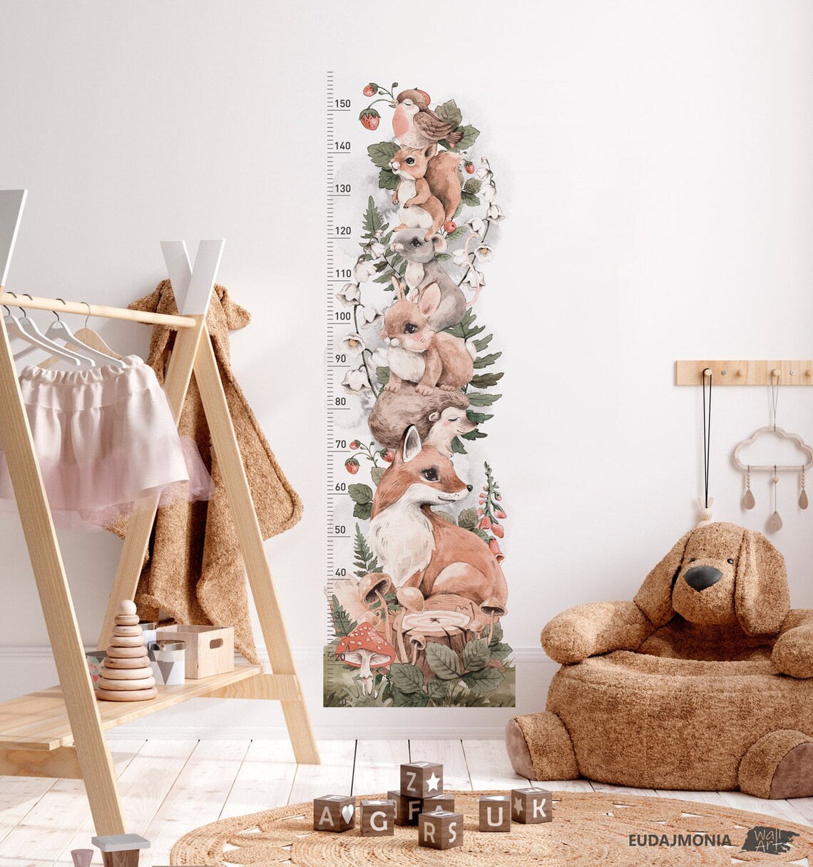 Forest Animals Growth Chart for Kids Room Watercolor Woodland Design - Etsy