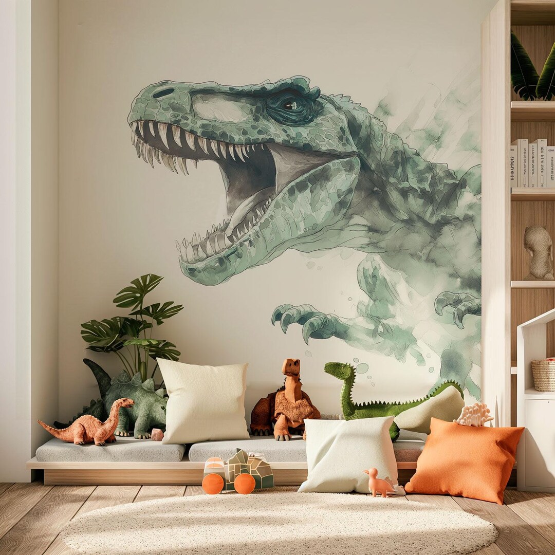 T-rex Dinosaur Wallpaper for Boys Paleoart Art Design - Etsy