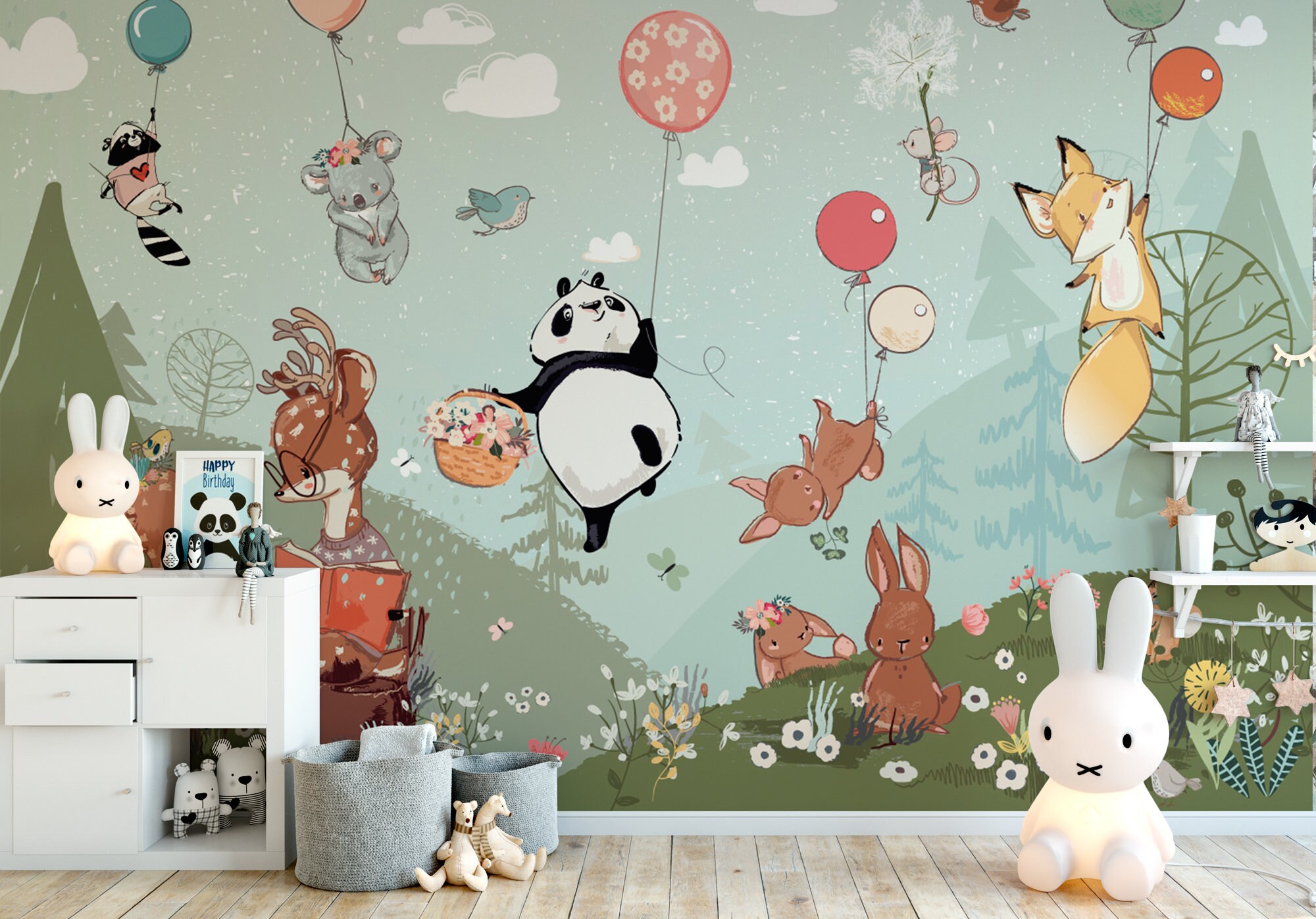 SPRING TALES / Animals and Balloon Wall Murals / Animals - Etsy