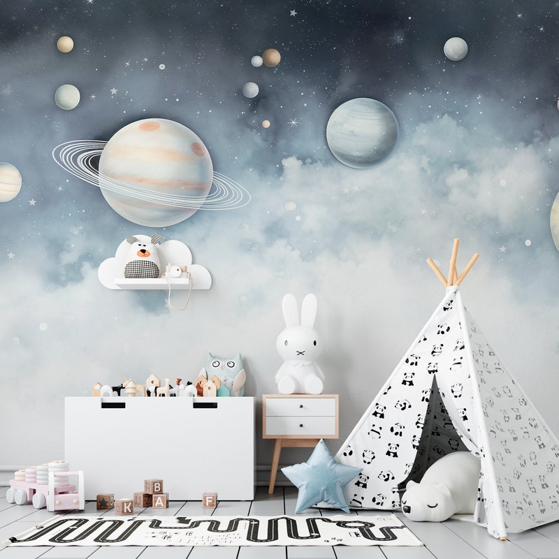 Kids Space Wallpaper - Etsy