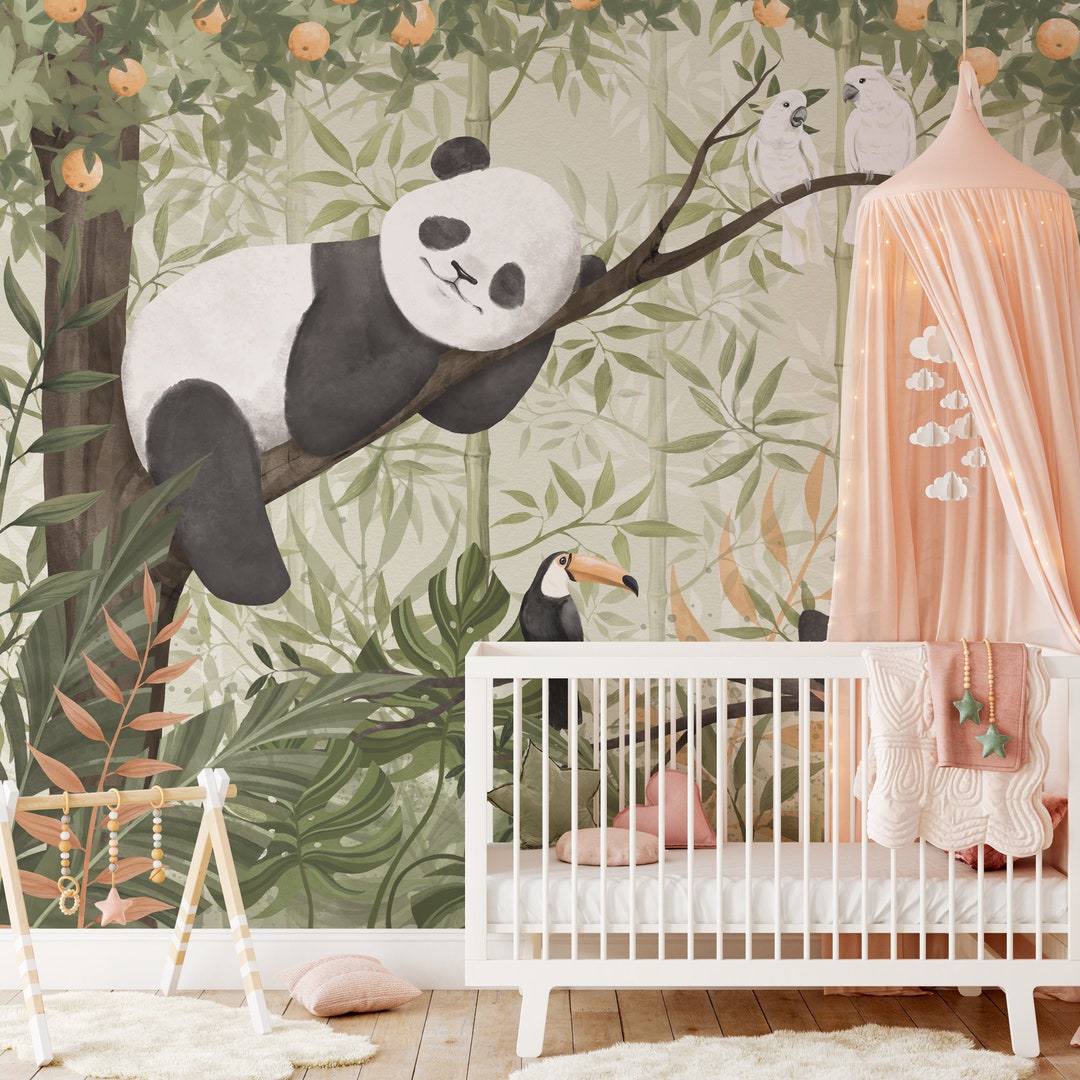 PANDARIUM Cute Panda Wallpaper - Panda Jungle Mural | Custom Size ...