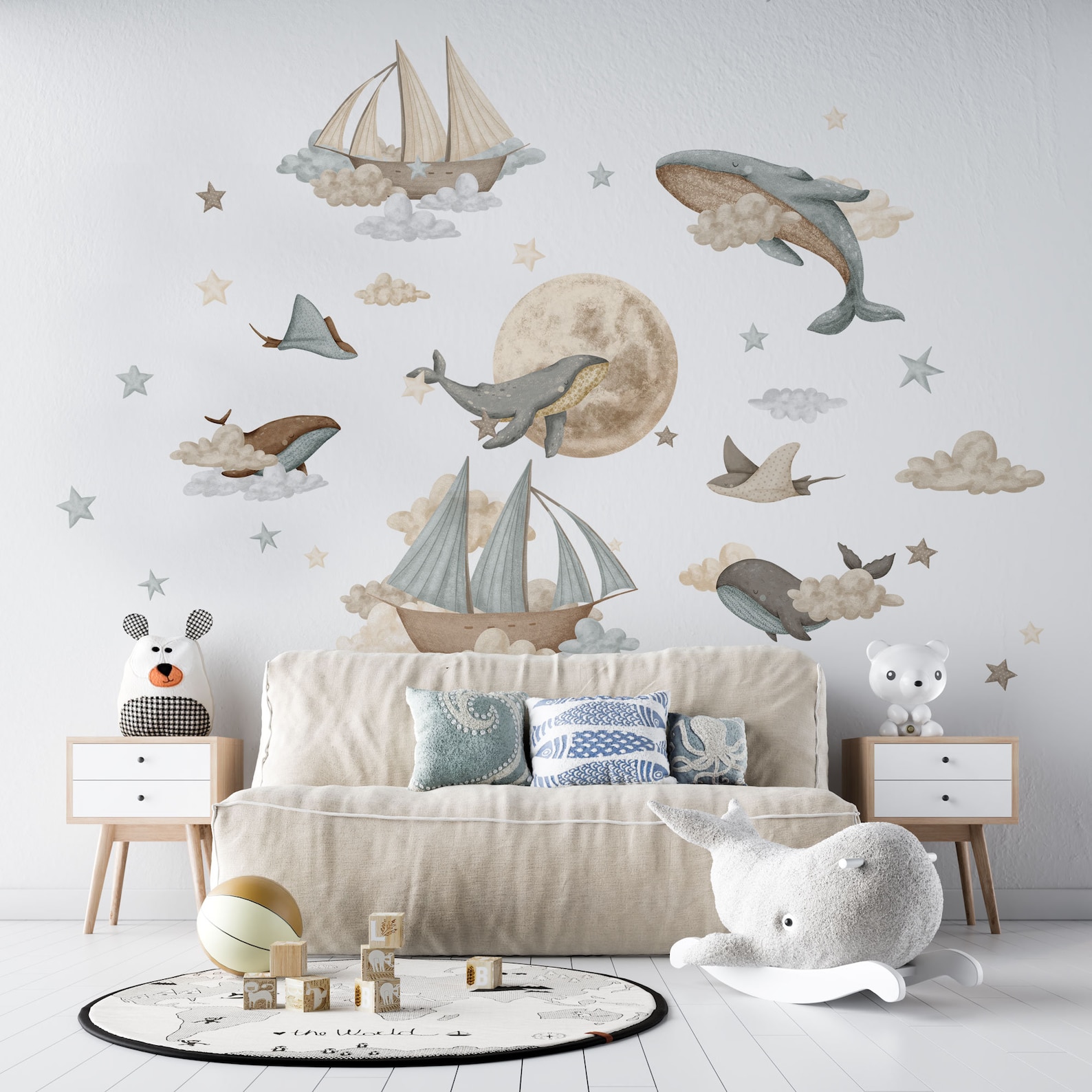 STARDUST Stars and Moon Wall Decal / Whales Animals Set / - Etsy