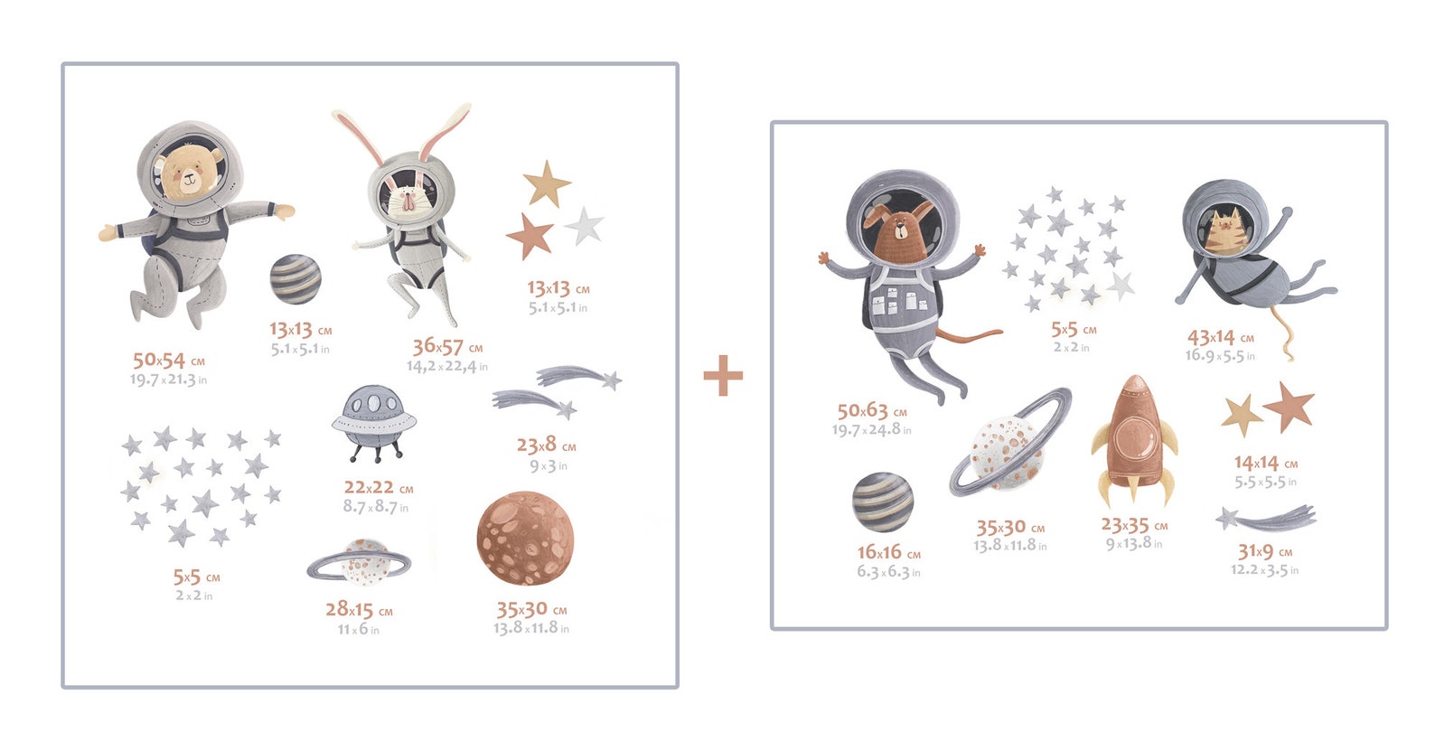 ASTRO Bear & Bunny / Animals in Universe / Space Wall Stickers | Etsy UK