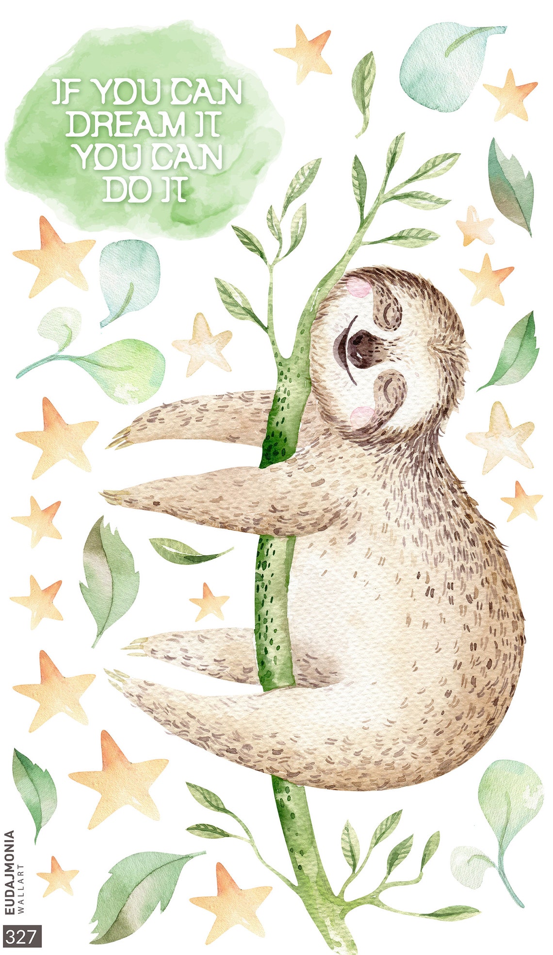 SLOTH Wall Decal for Kids / Quote From a Fairy Tale / Hand | Etsy