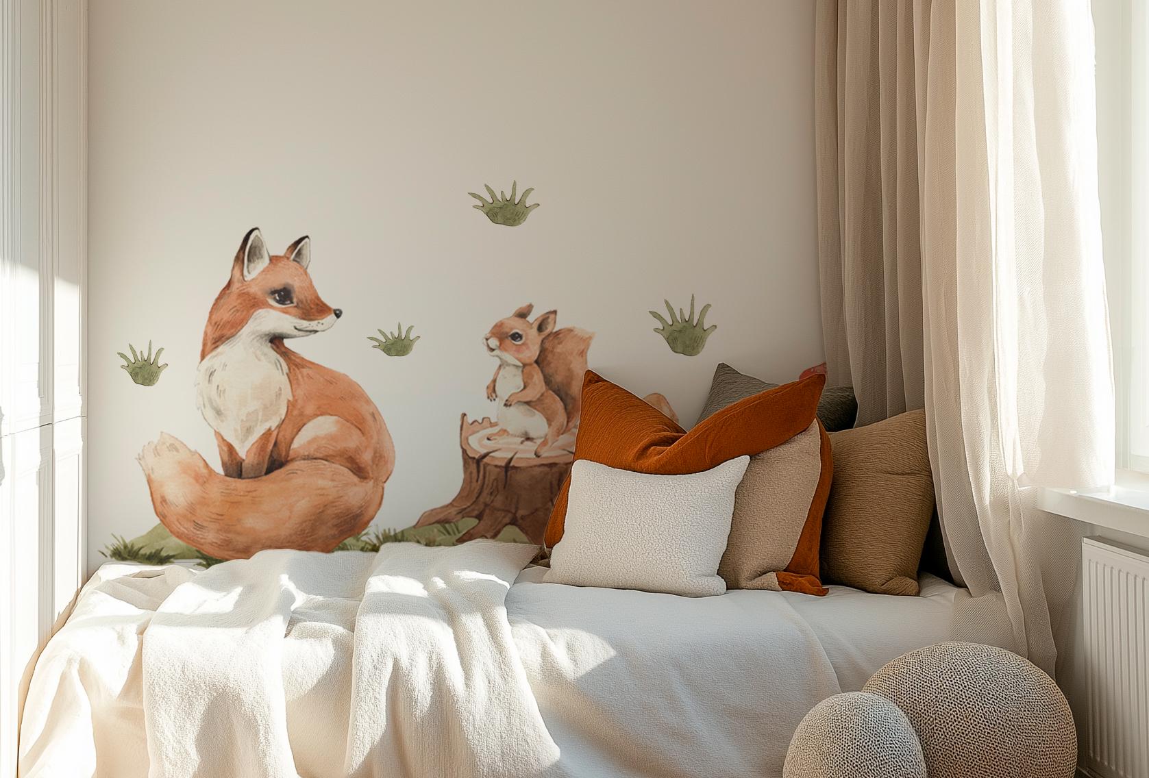 Fox and Squirrel Wall Decals Woodland Animal Nursery Wall Stickers ...
