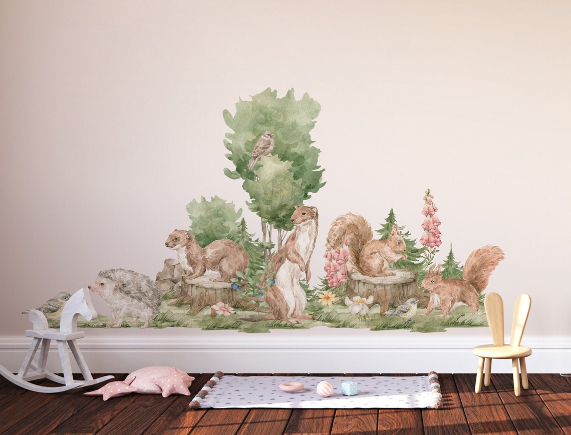 FOREST Animals Peel and Stick Decal Woodland Decor Big Set - Etsy