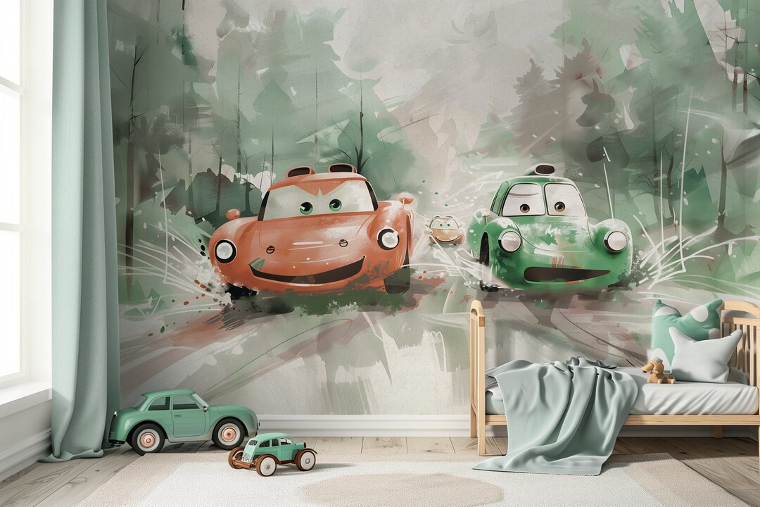 Turbo Wallpaper for Kids With Cars, Decoration for Boy's Room - Etsy